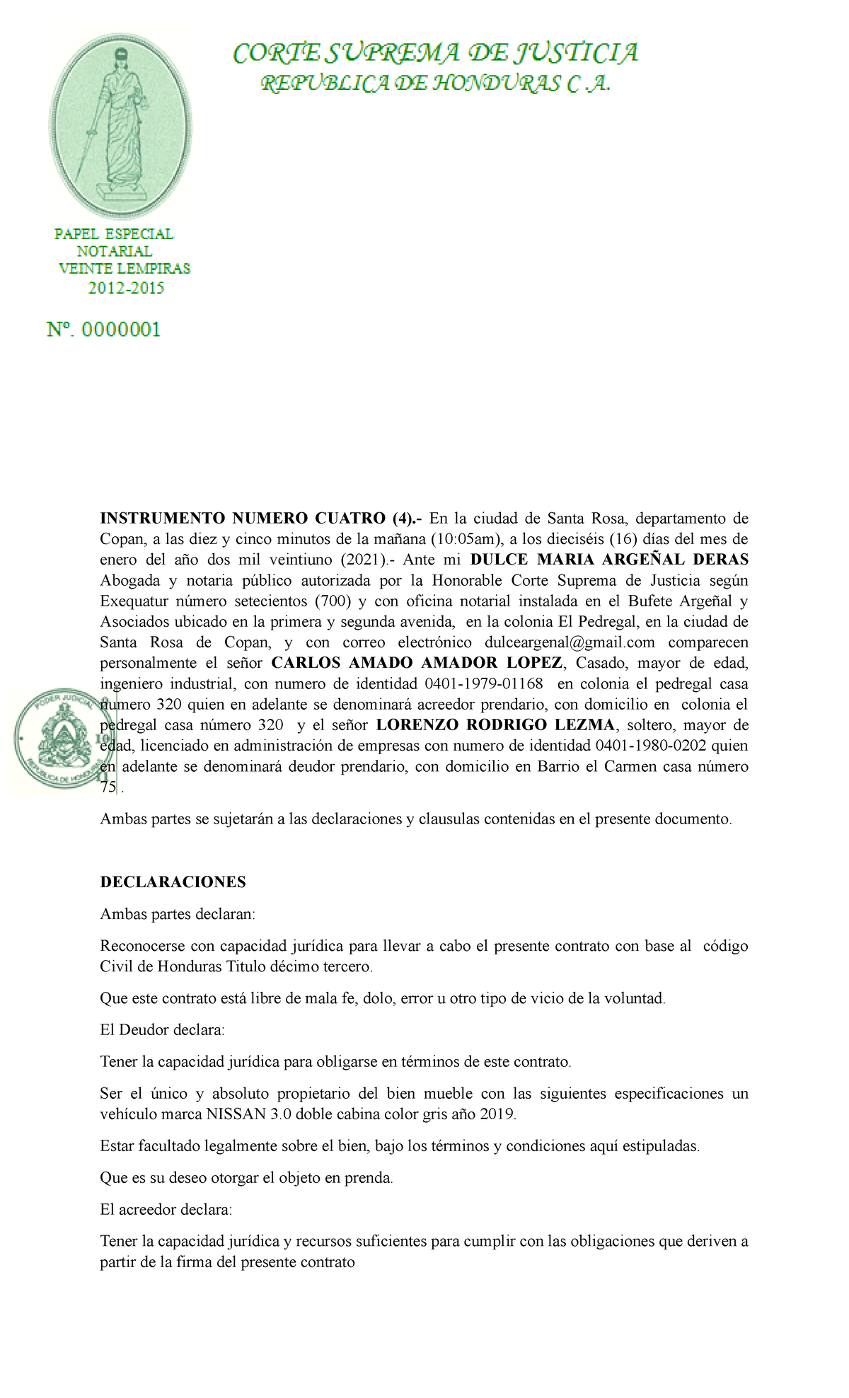 Contrato de Prenda - Derecho Civil 5 - Cláusulas y Declaraciones - Studocu