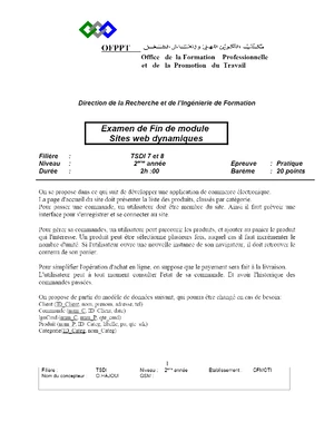 Examen de Fin de Module Régional EFM JS : Programmation JavaScript 2022 - Studocu