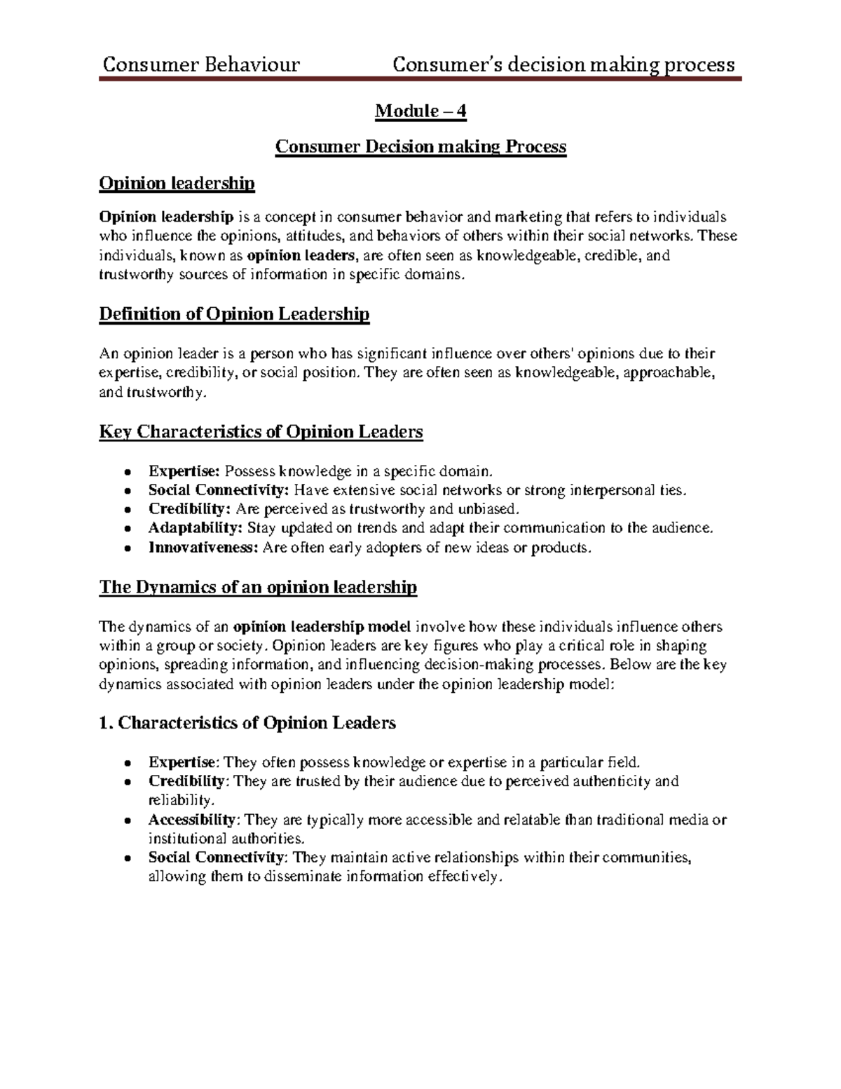 Consumer Decision Making Process - Unit 4 Insights on Opinion ...
