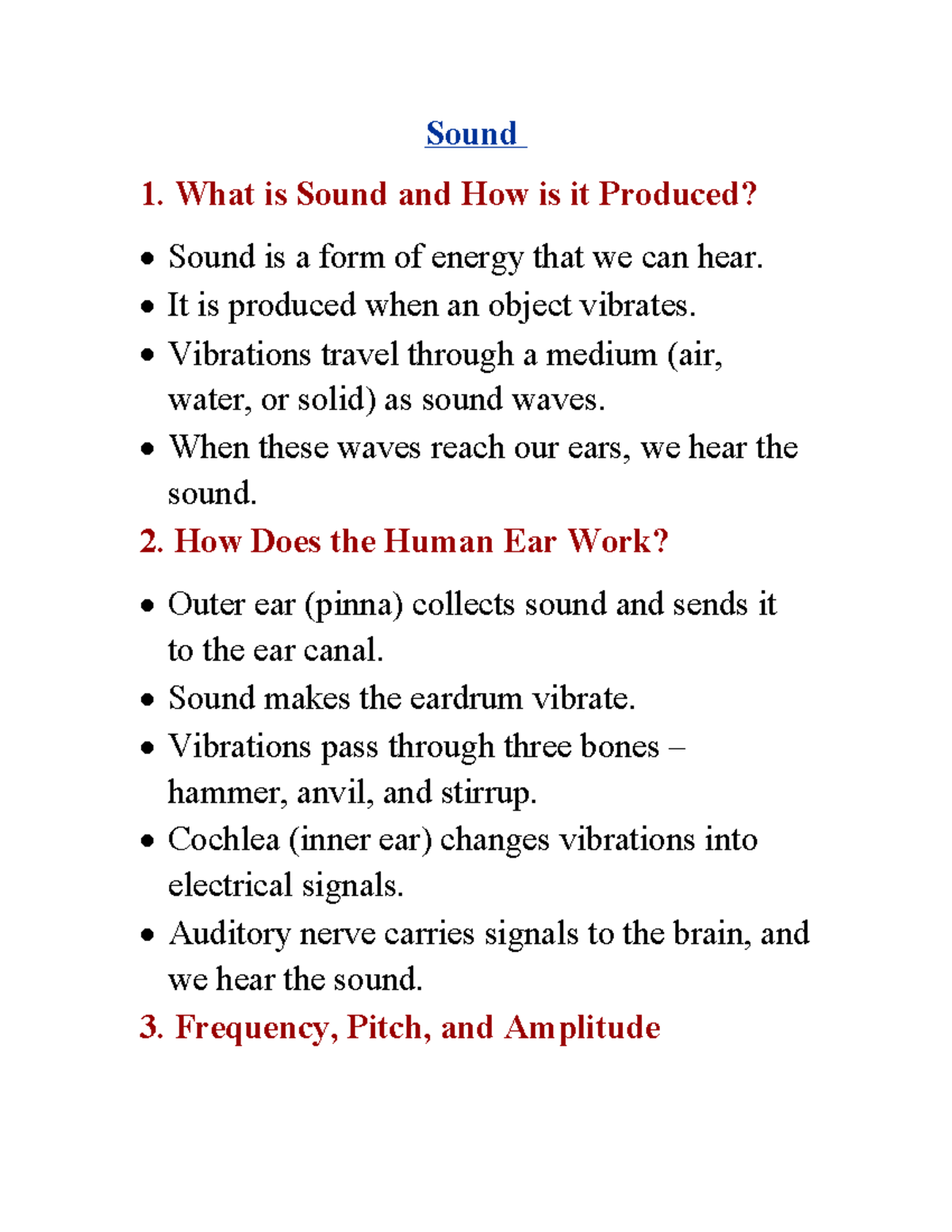Sound 1: Understanding Sound Production and Human Hearing - Studocu