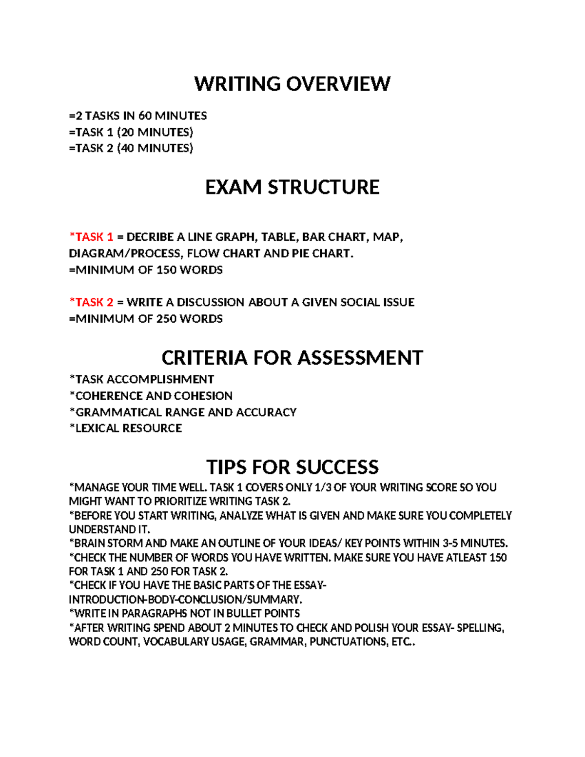 IELTS Writing Overview: Task Structure & Tips for Success - Studocu