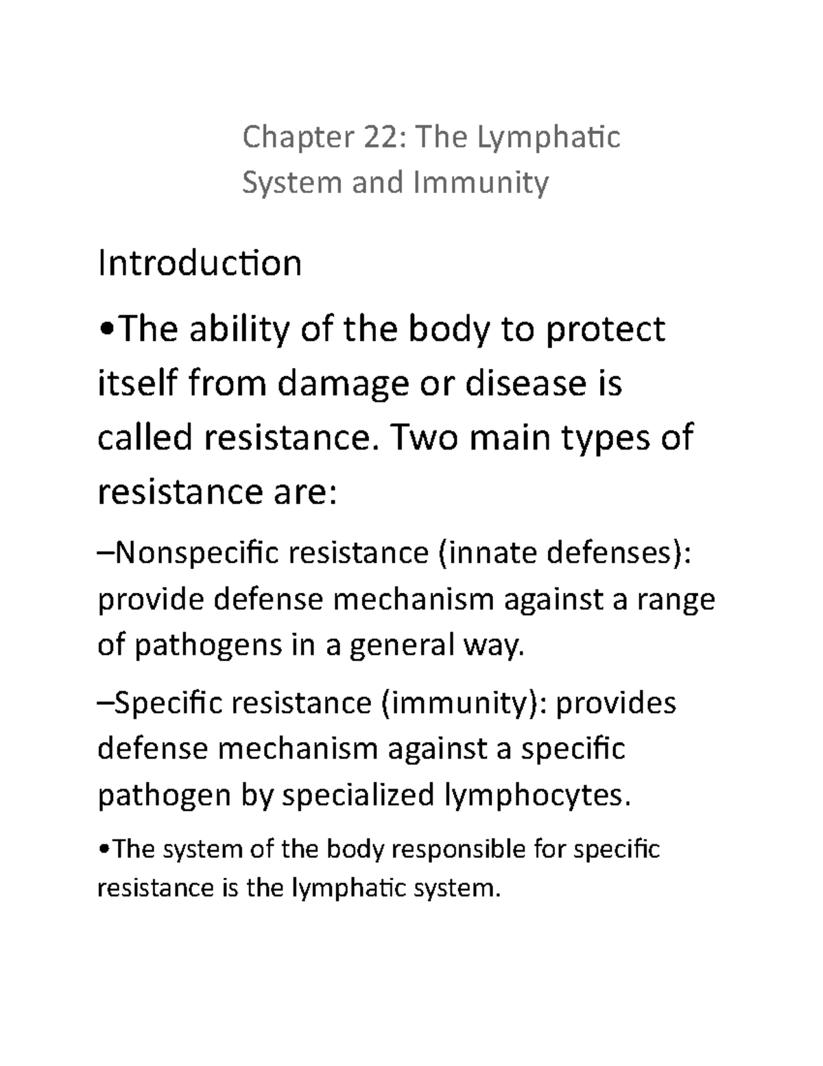 Document 46 - Chapter 22: The Lymphatic System and Immunity - Chapter ...