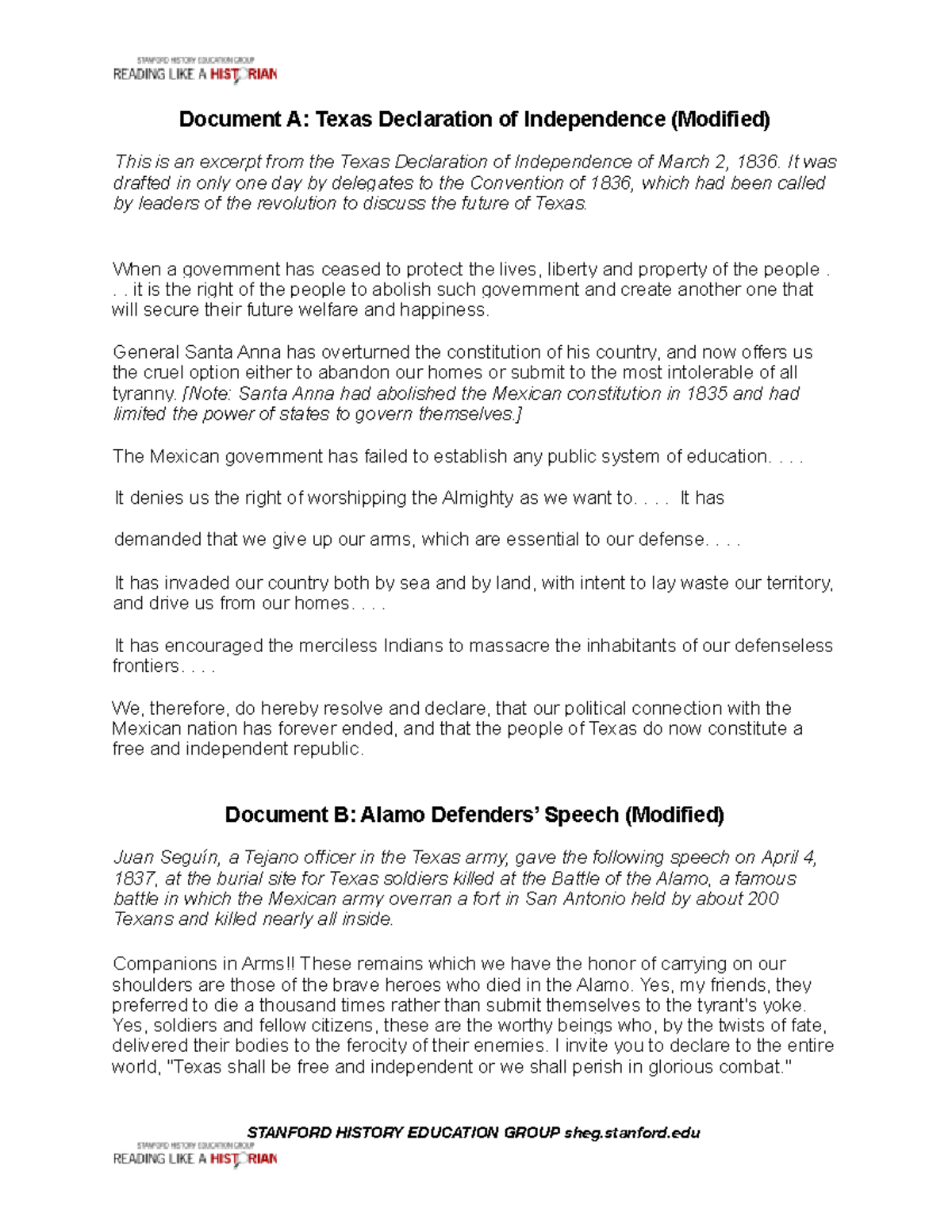 Texas Revolution Insights: Key Documents and Analysis - Studocu