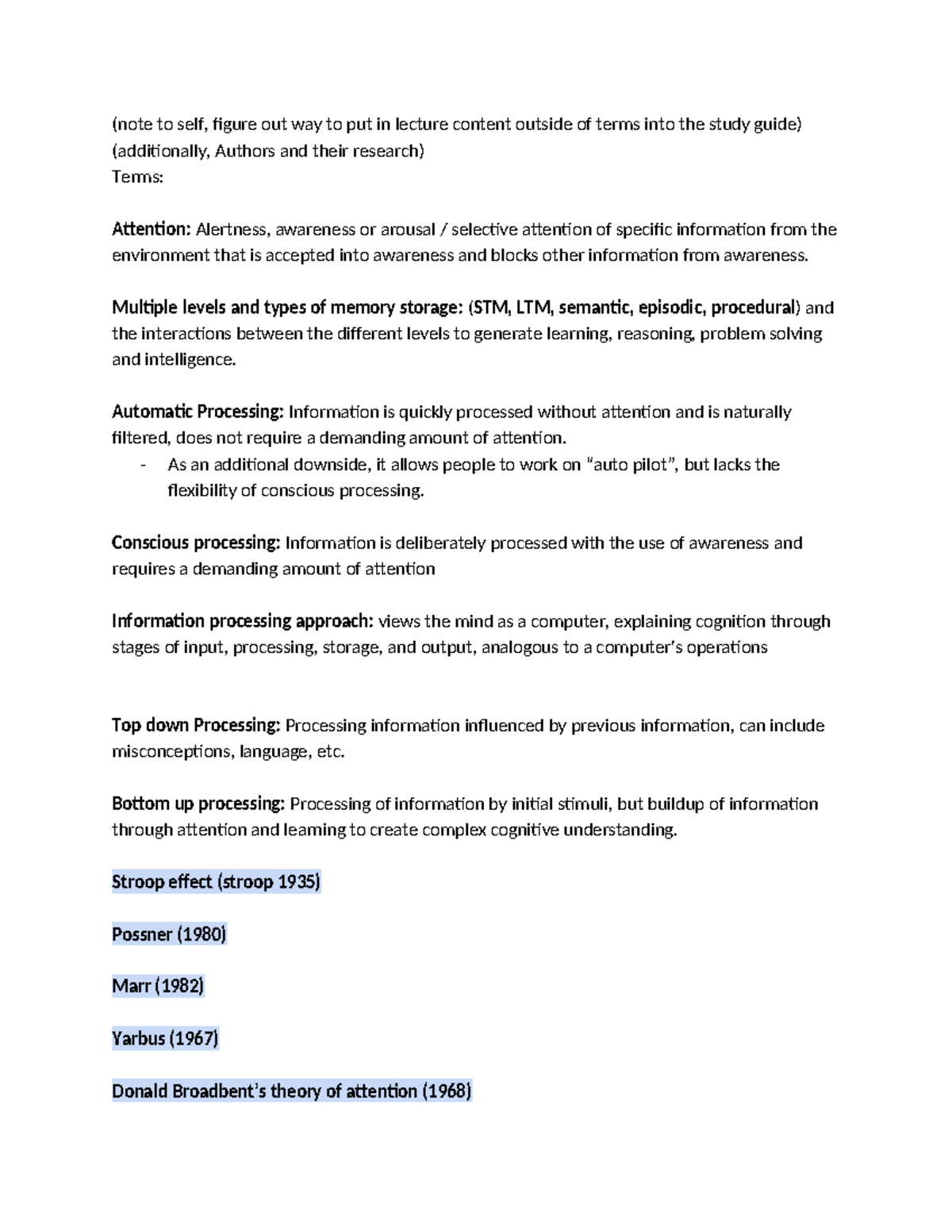 Attention Theories and Memory Models: A Comprehensive Overview (PSY101 ...