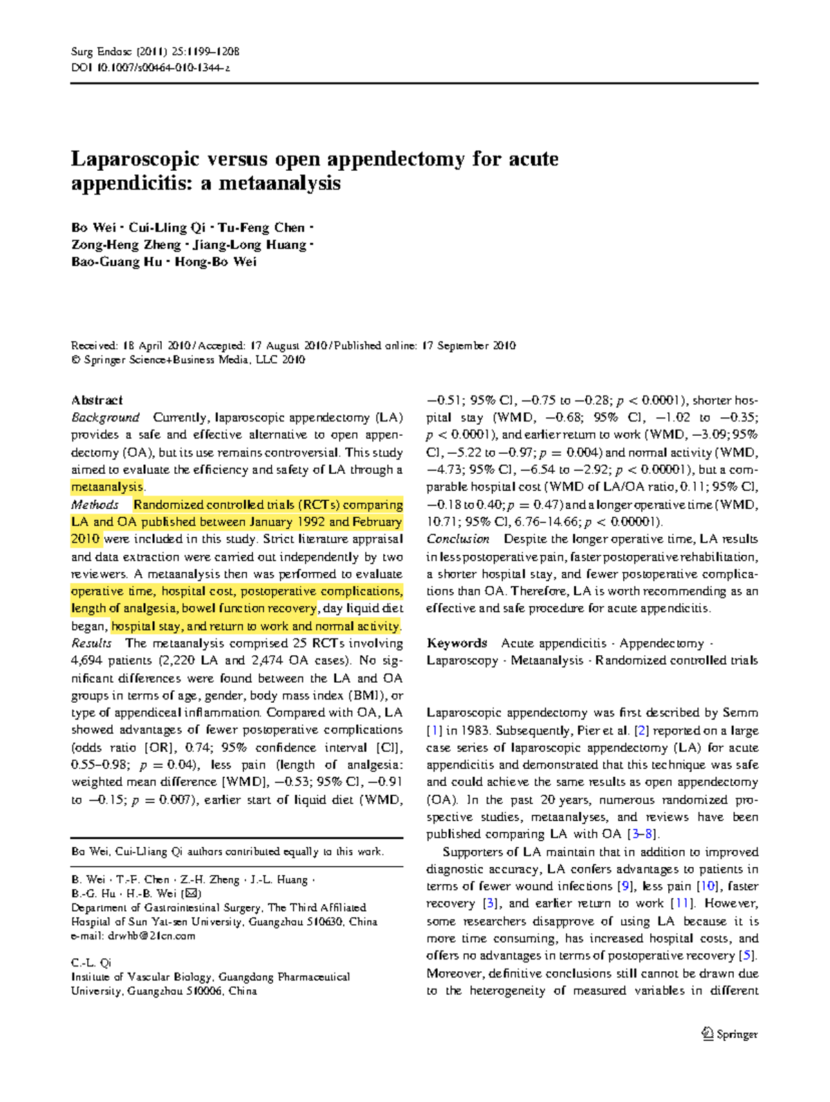 Meta anylysis of 4k plus (2011 ) - Laparoscopic versus open ...