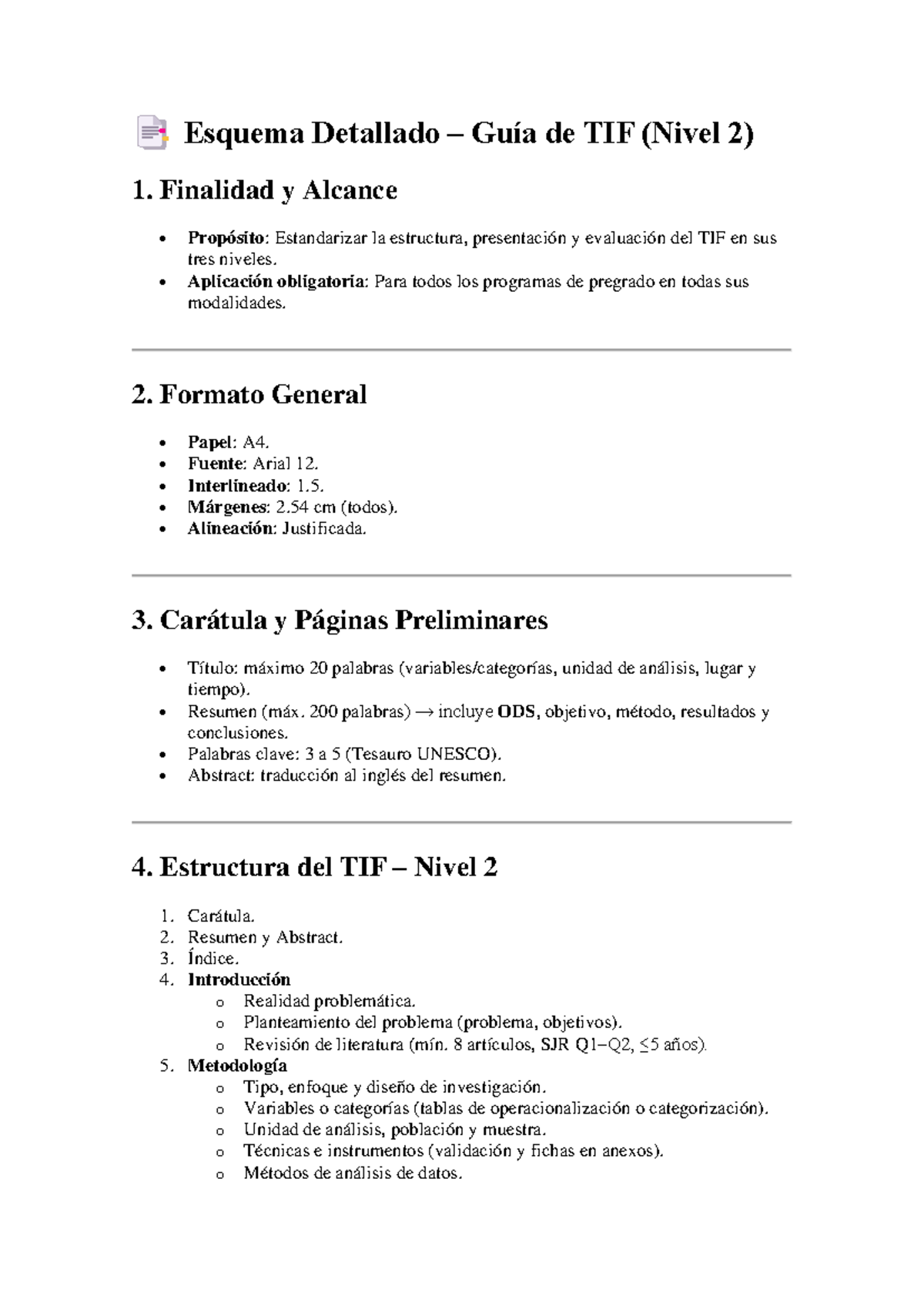 Esquema Detallado de la Guía TIF Nivel 2: Estandarización y Evaluación ...