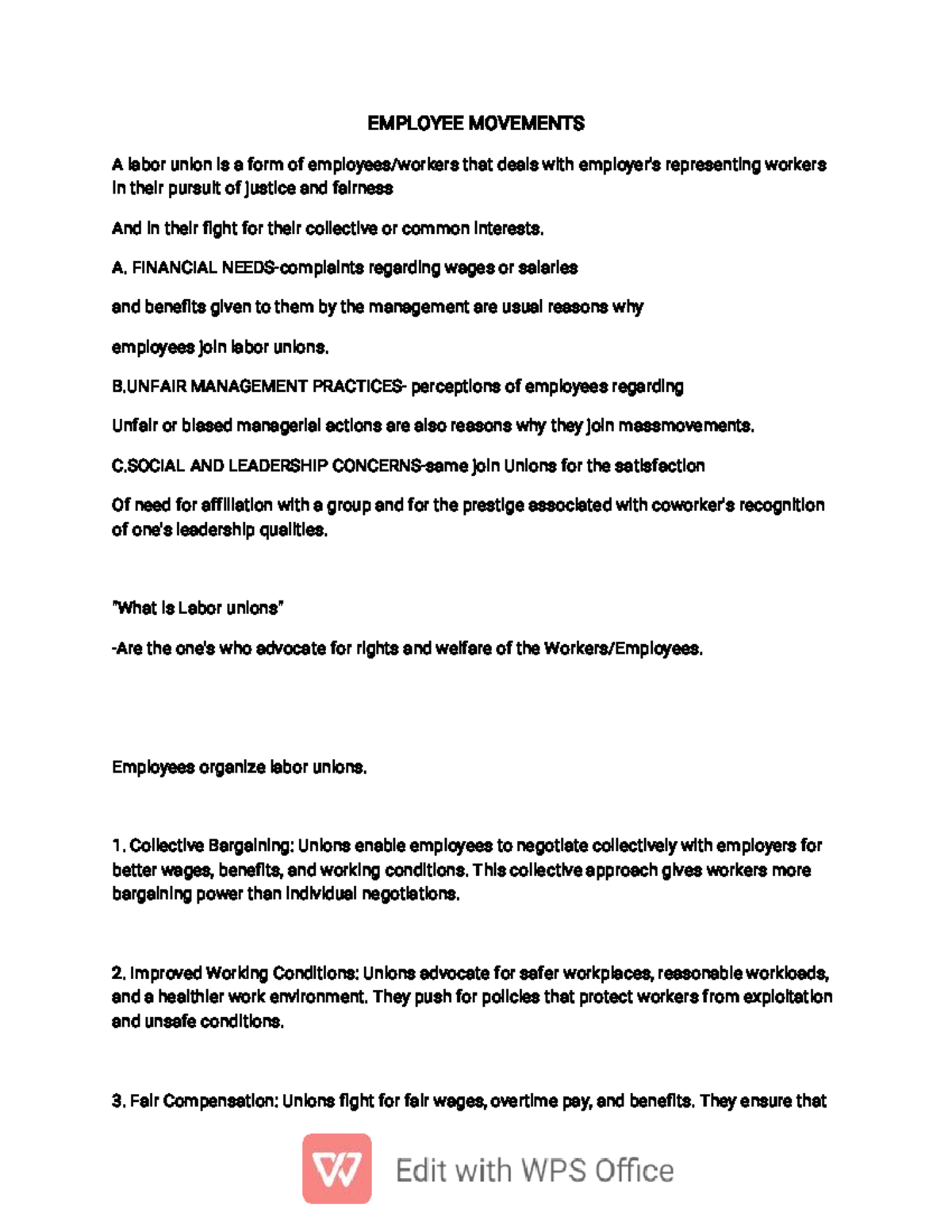 Labor Unions and Employee Movements: A Comprehensive Overview - Studocu