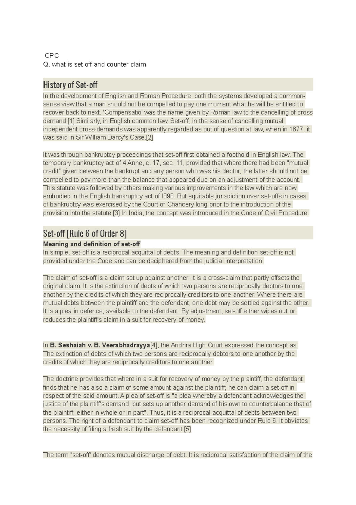 CPC Set-off and Counter-claim: Understanding Legal Concepts and ...
