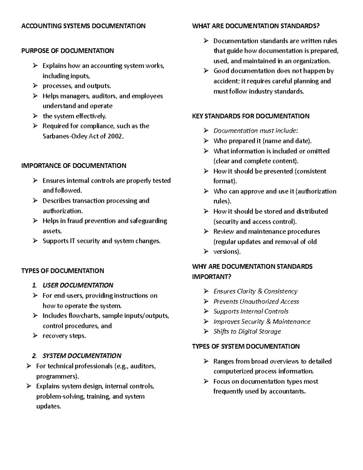 Accounting Systems Documentation Overview and Standards AIS-221 - Studocu