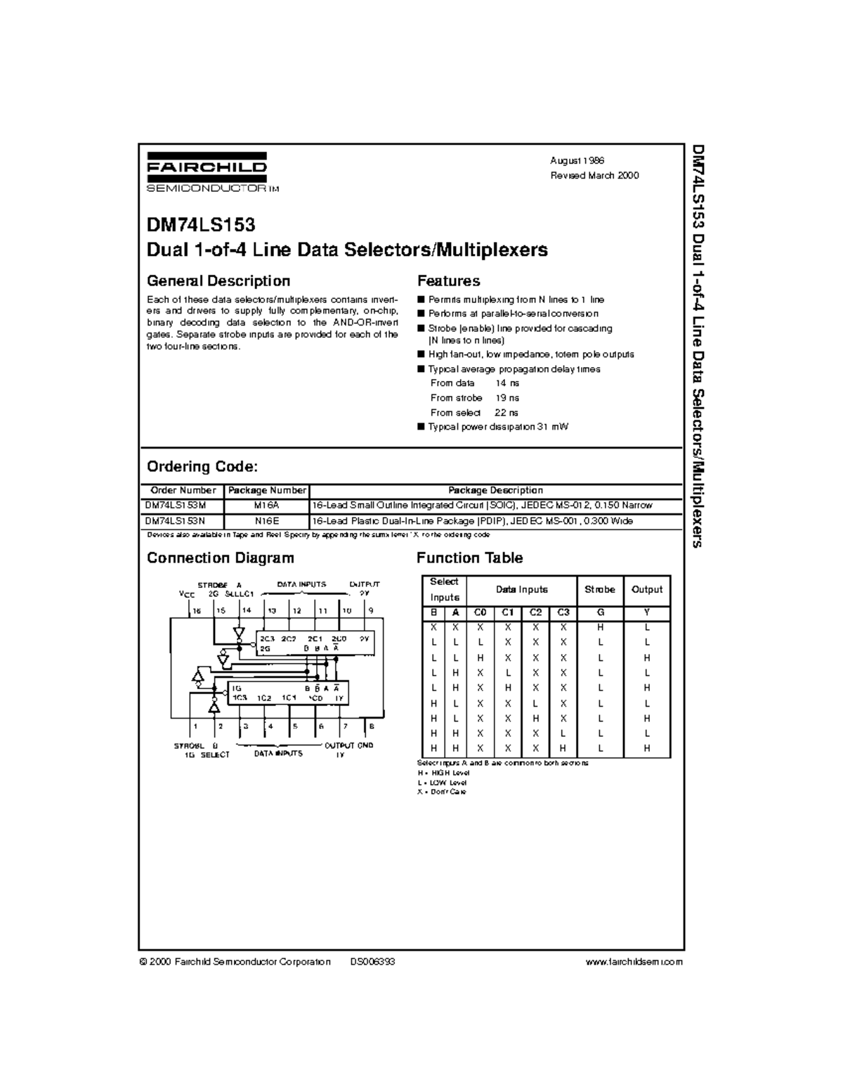 74LS153-Dual 1 of 4 Multiplexer - © 2000 Fairchild Semiconductor ...