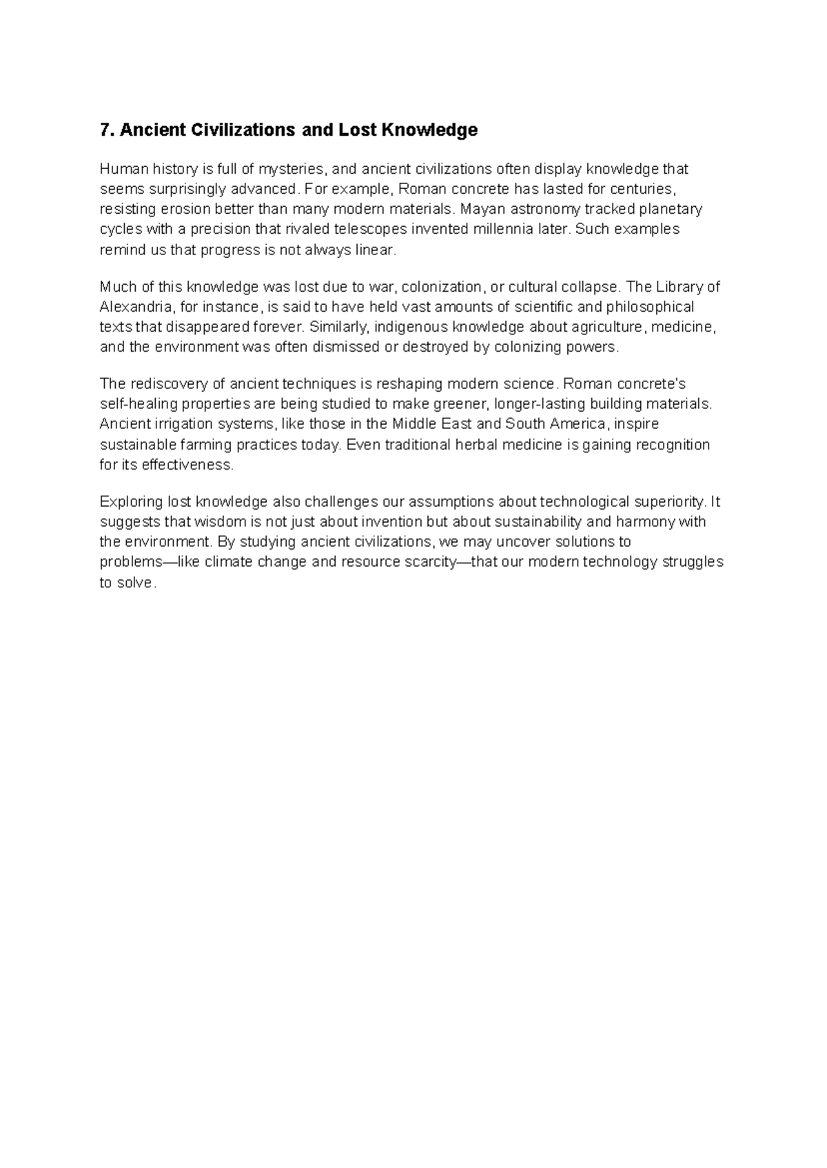 Lost Technology in Ancient Civilizations - Essay - Studocu