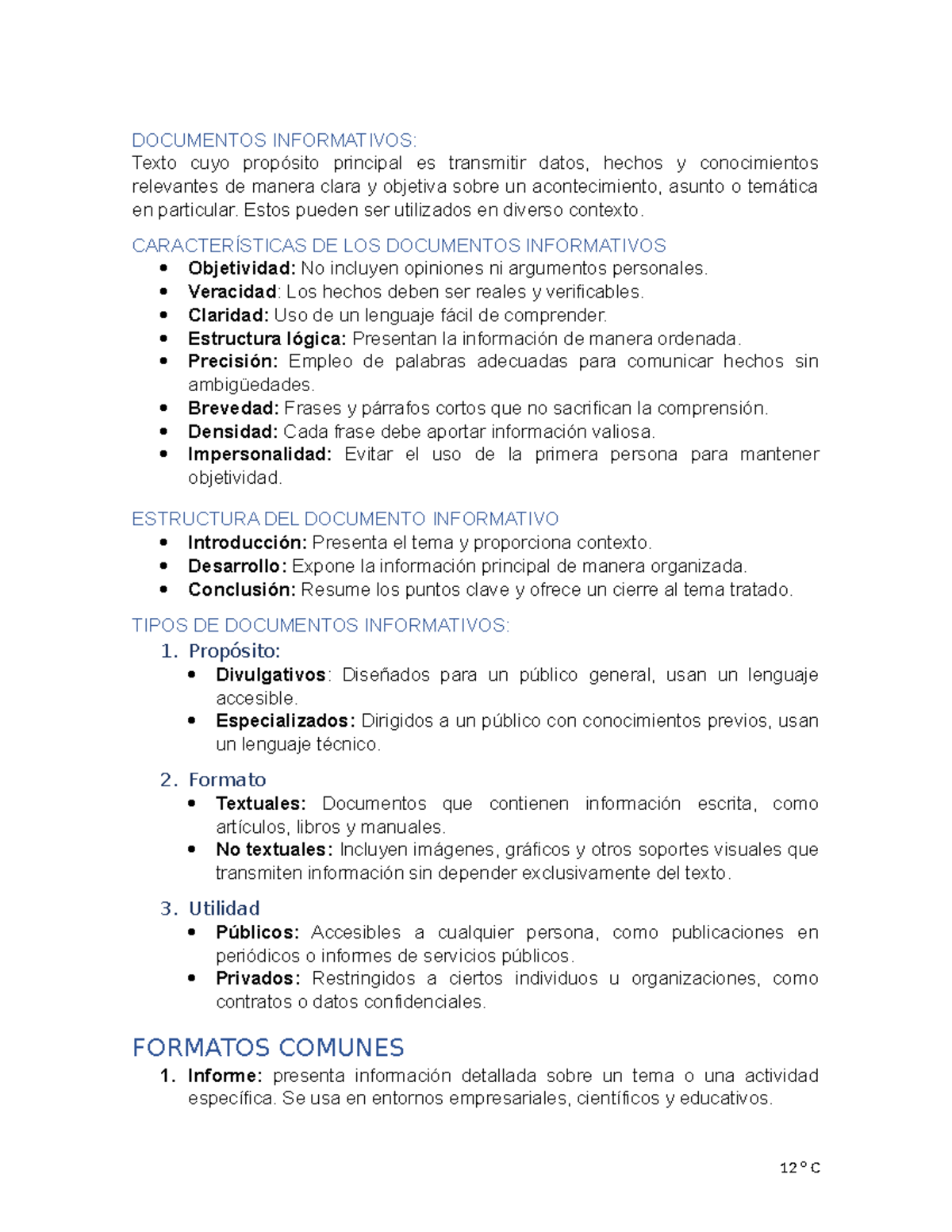 Características y Tipos de Documentos Informativos: Guía Completa - Studocu