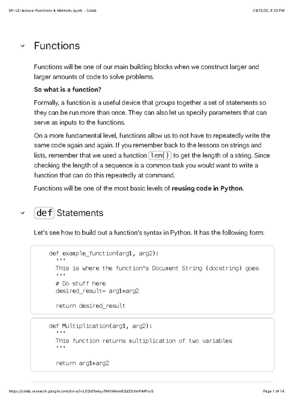 M1-L8 Lecture: Understanding Functions & Methods in Python - Studocu