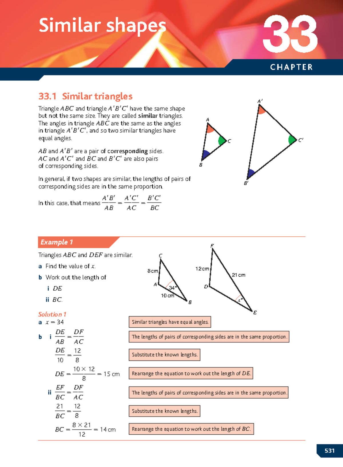 Chapter 33: Similar Shapes and Triangles (531-549) - Studocu