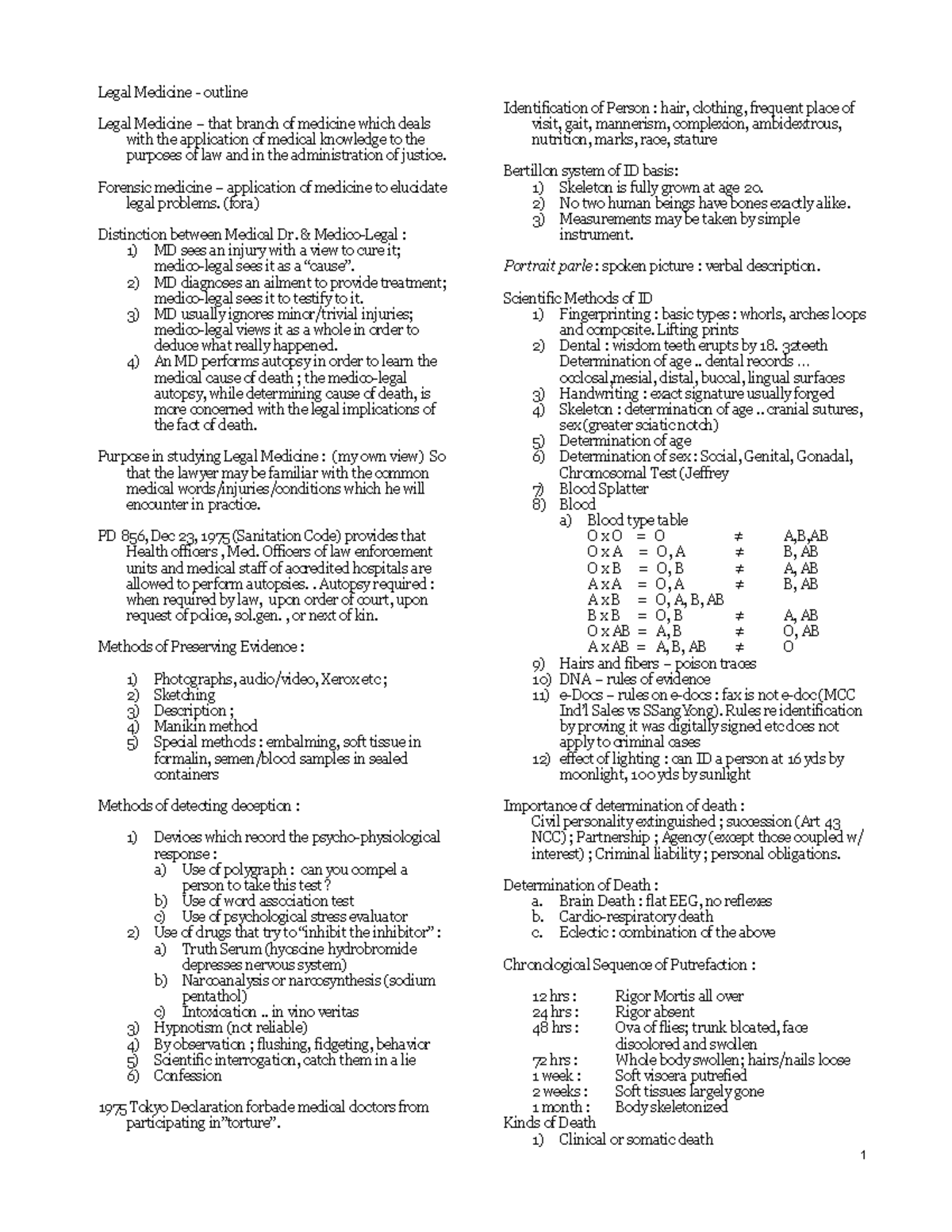 Legal Medicine PD 856 - Lecture Notes Overview and Insights - Studocu