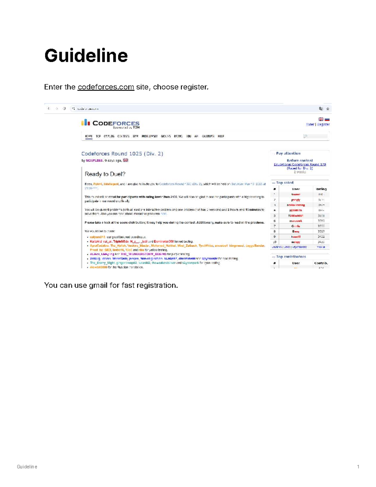 Programming Guideline for Codeforces Registration and Problem Solving ...