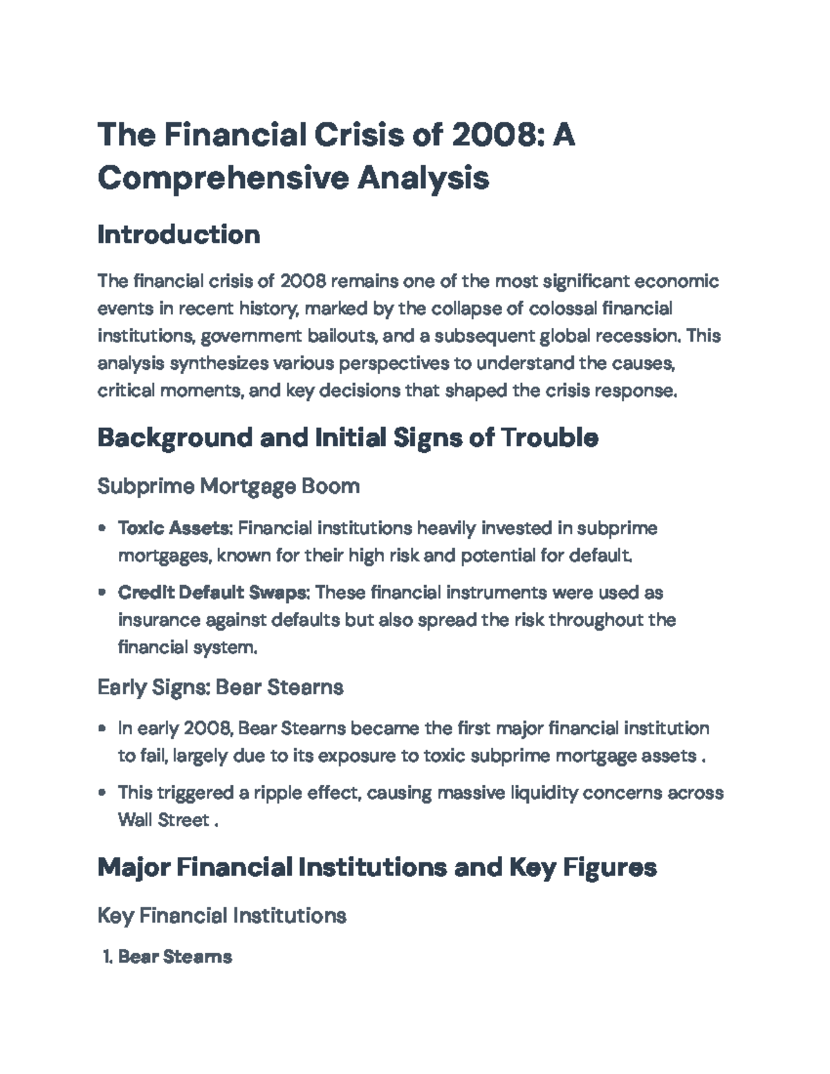 The Financial Crisis of 2008: Causes, Effects, and Lessons Learned ...