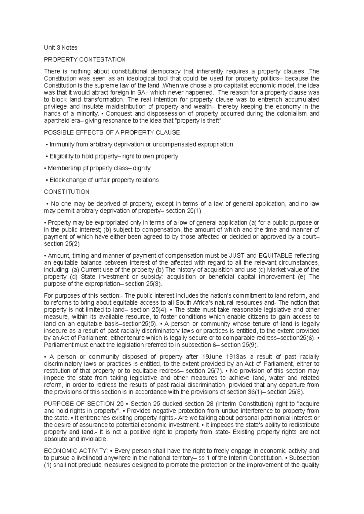 Unit 3 Notes: Property Contestation and Constitutional Implications ...