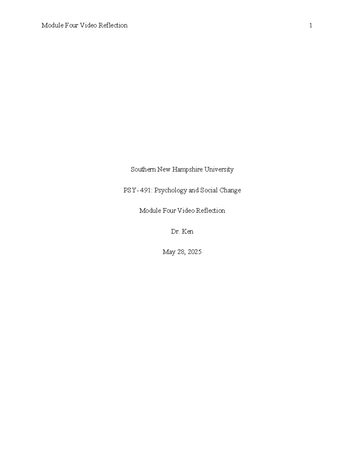 Psy 491 Module 4 Video Reflection: Social Learning Theory & Change ...