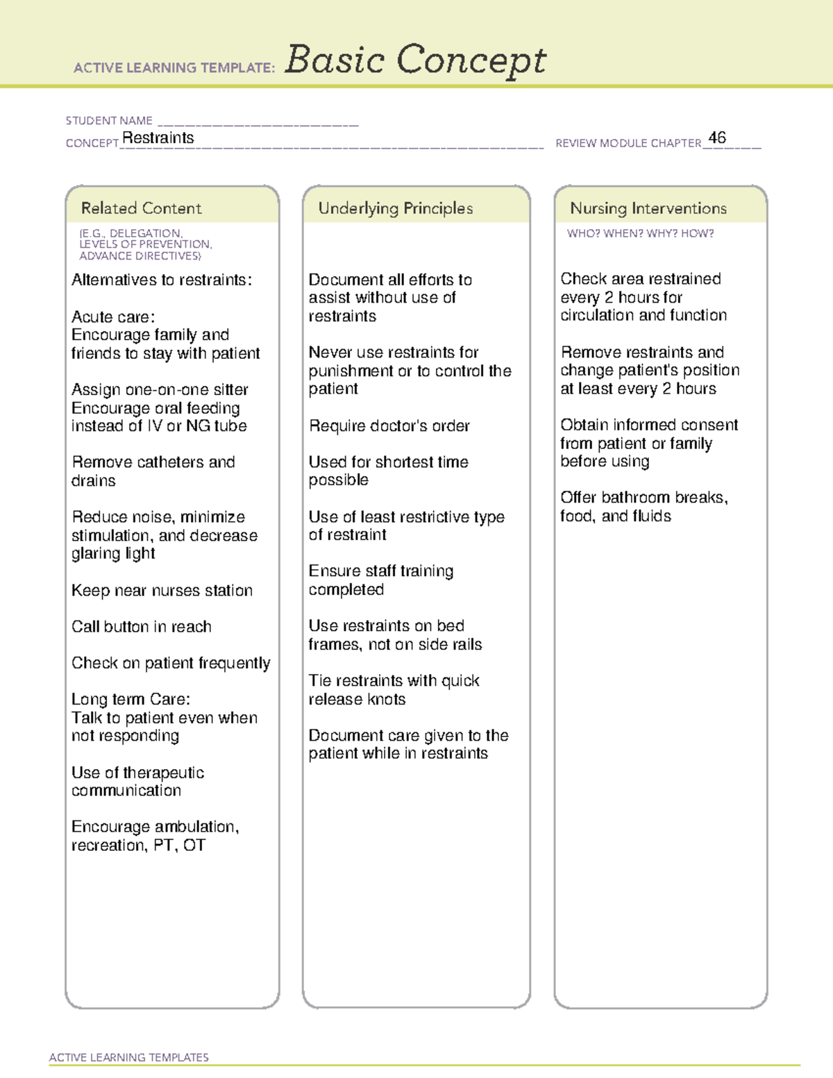 Basic Concepts of Restraints: Active Learning Template - Studocu
