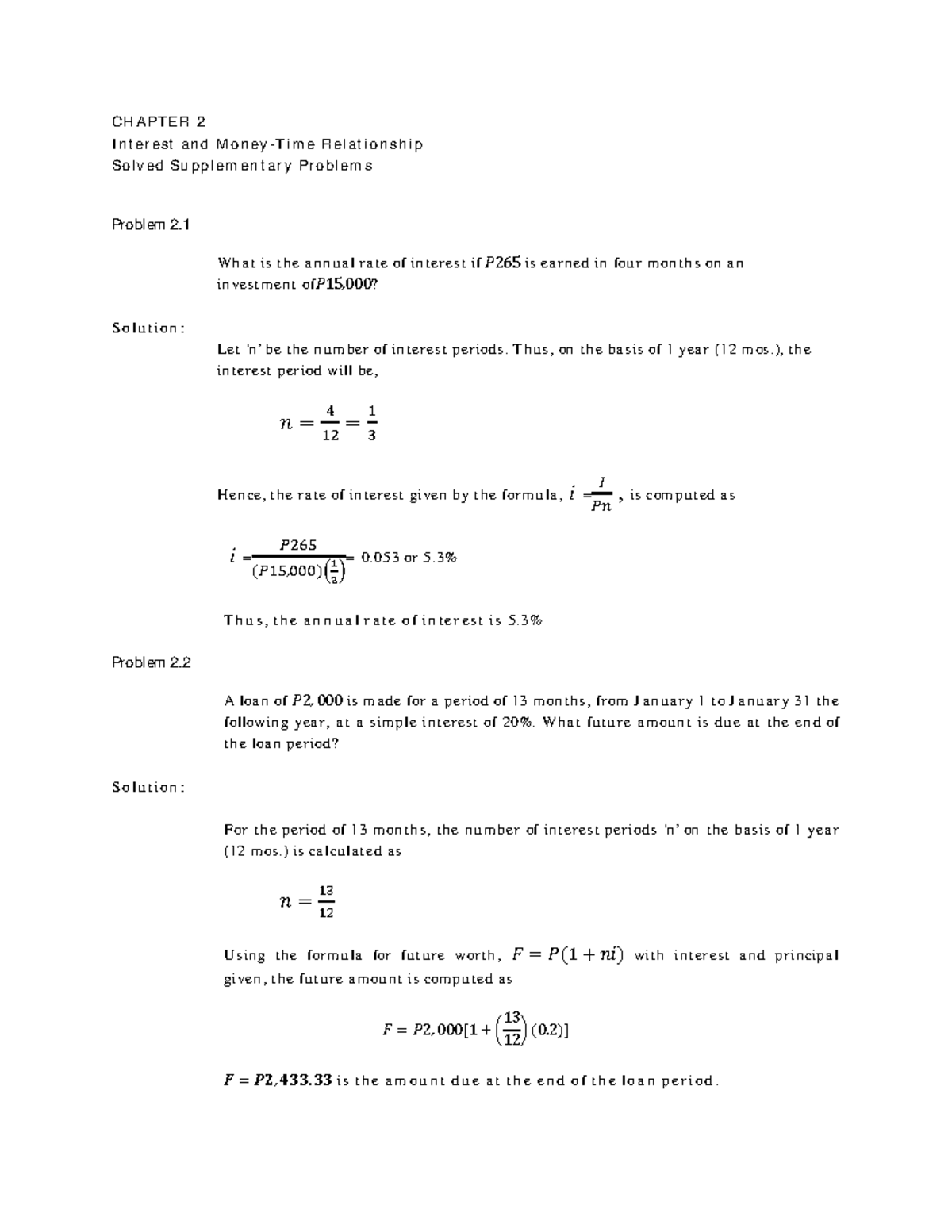 Econ 101: Chapter 2 Interest & Relationship Solved Problems - Studocu