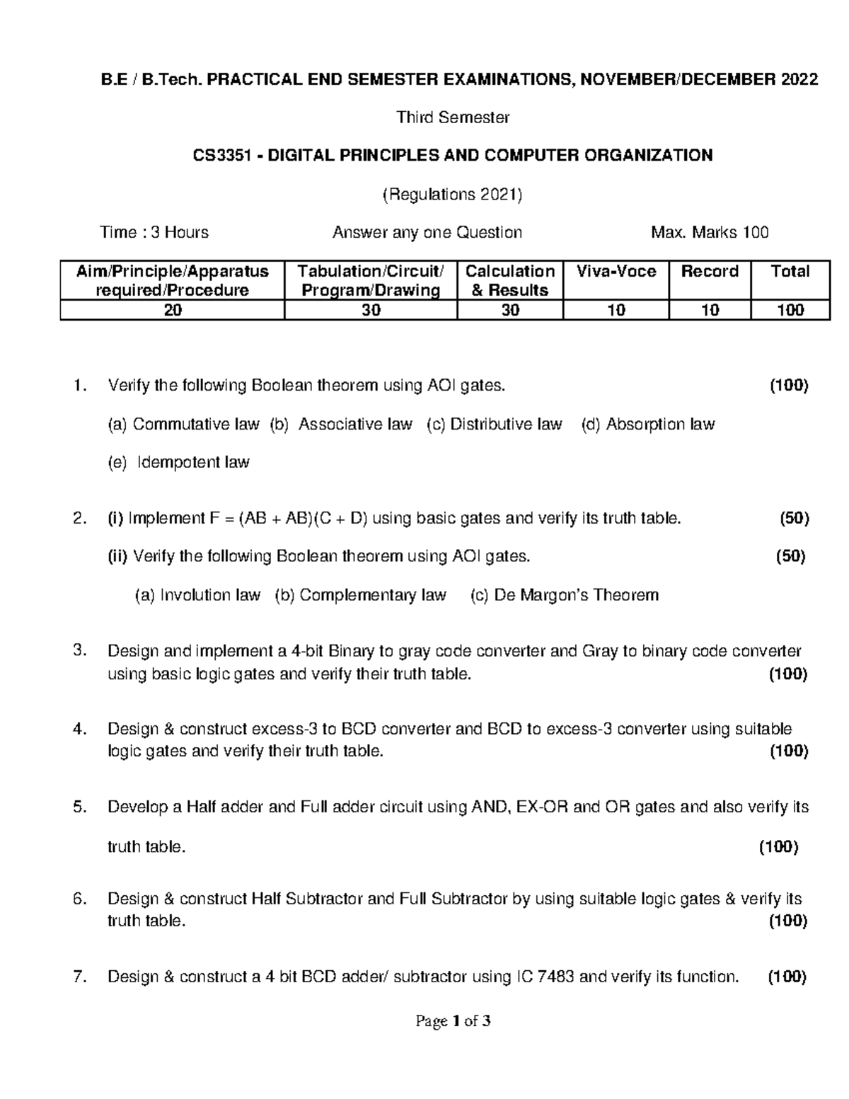 CS3351 Final Exam: Digital Principles & Computer Organization - Studocu