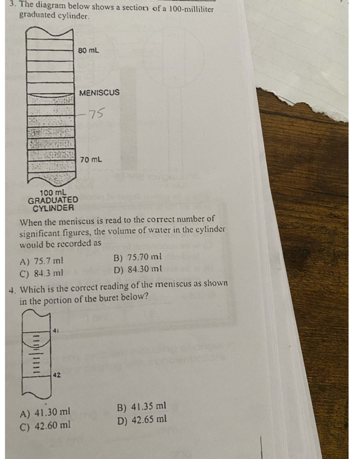 Graduated Cylinder Volume Measurement Quiz (Chem 101) - Studocu