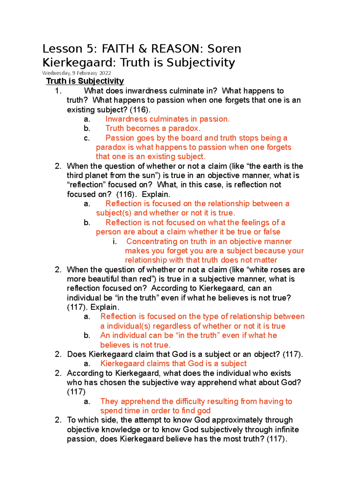 PHIL 101 Lesson 5: Faith & Reason - Soren Kierkegaard's Subjectivity ...
