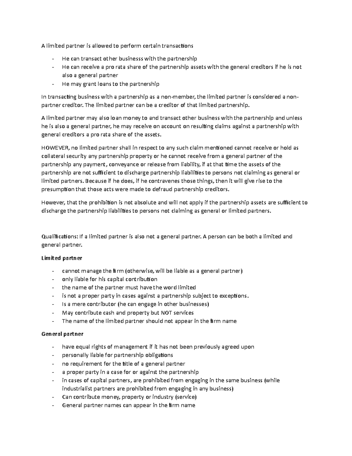 Limited-Partnership Business Law 1 - A limited partner is allowed to ...