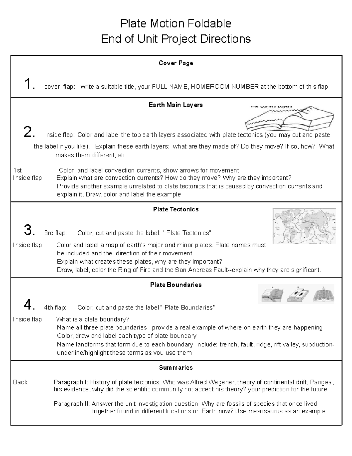 Plate Motion Foldable Project Directions (Science 101) - Studocu