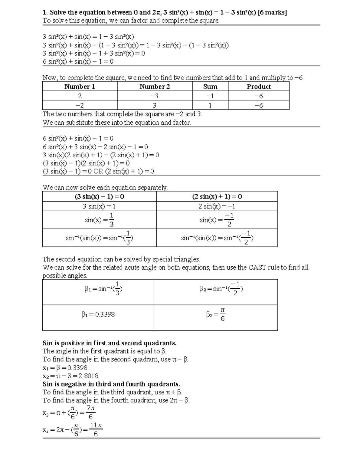 Math A-1 - Trigonometric Equations and Sinusoidal Functions Assignments ...