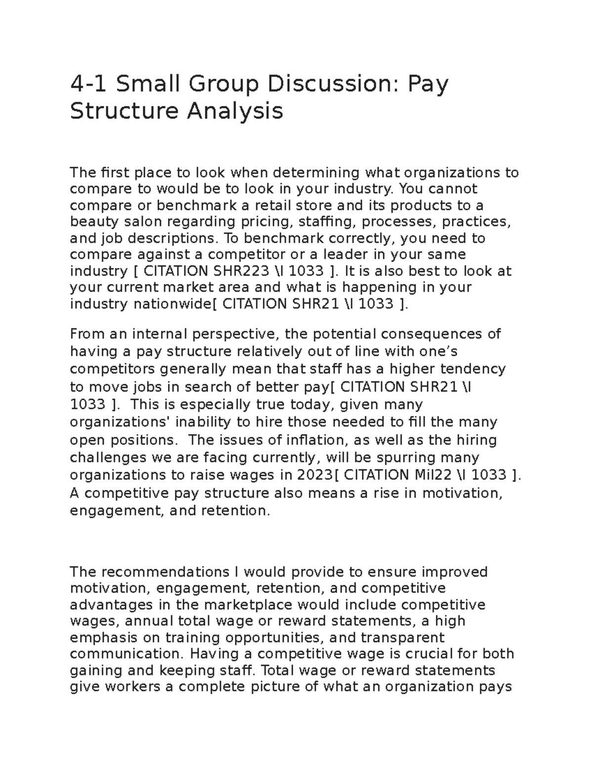 OL-600-X2208 4-1 Small Group Discussion on Pay Structure Analysis - Studocu