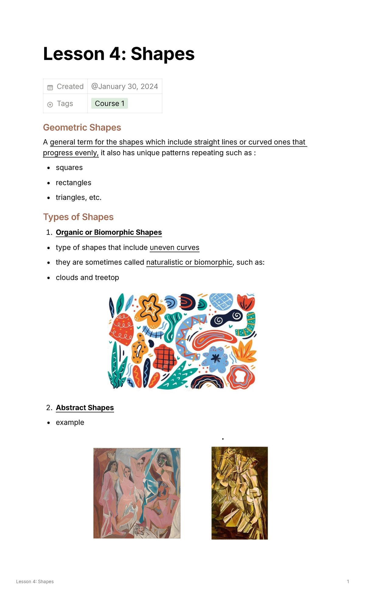 Lesson 4 Shapes - Lesson 4: Shapes Created Tags Course 1 Geometric ...