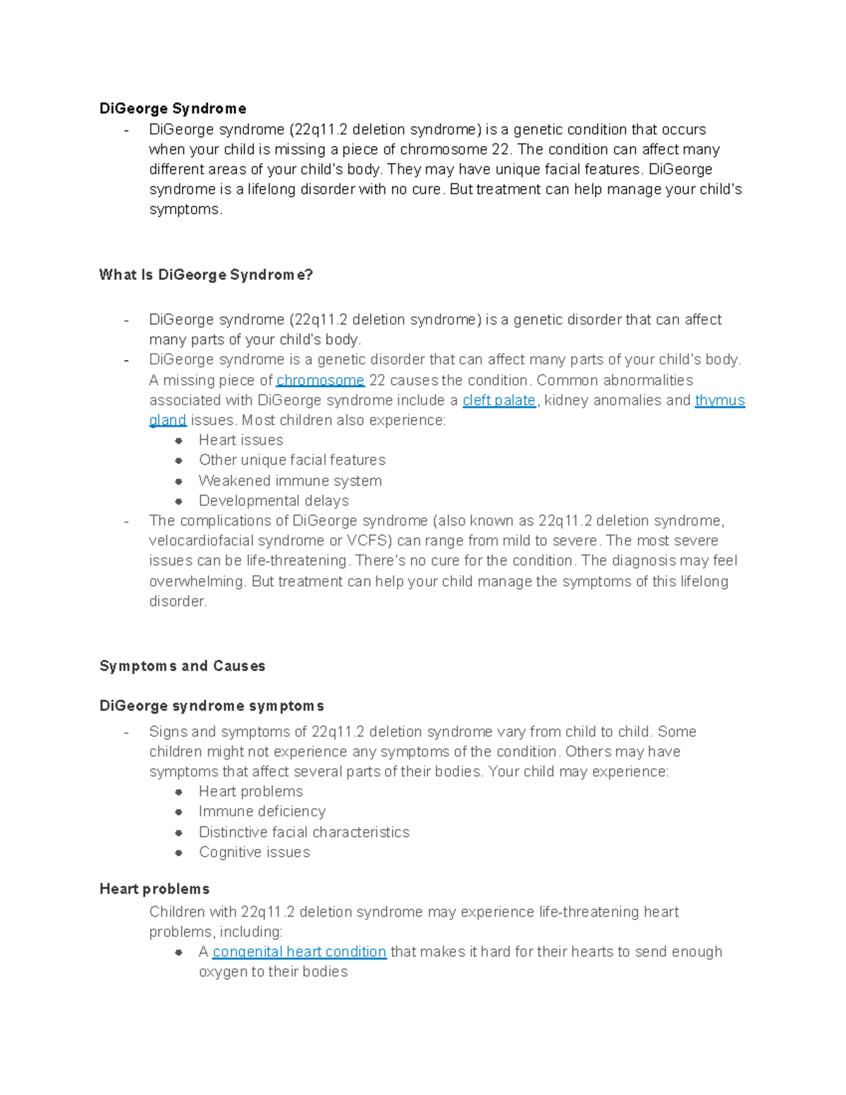 DiGeorge Syndrome (22q11.2 Deletion) - Course Work Overview - Studocu
