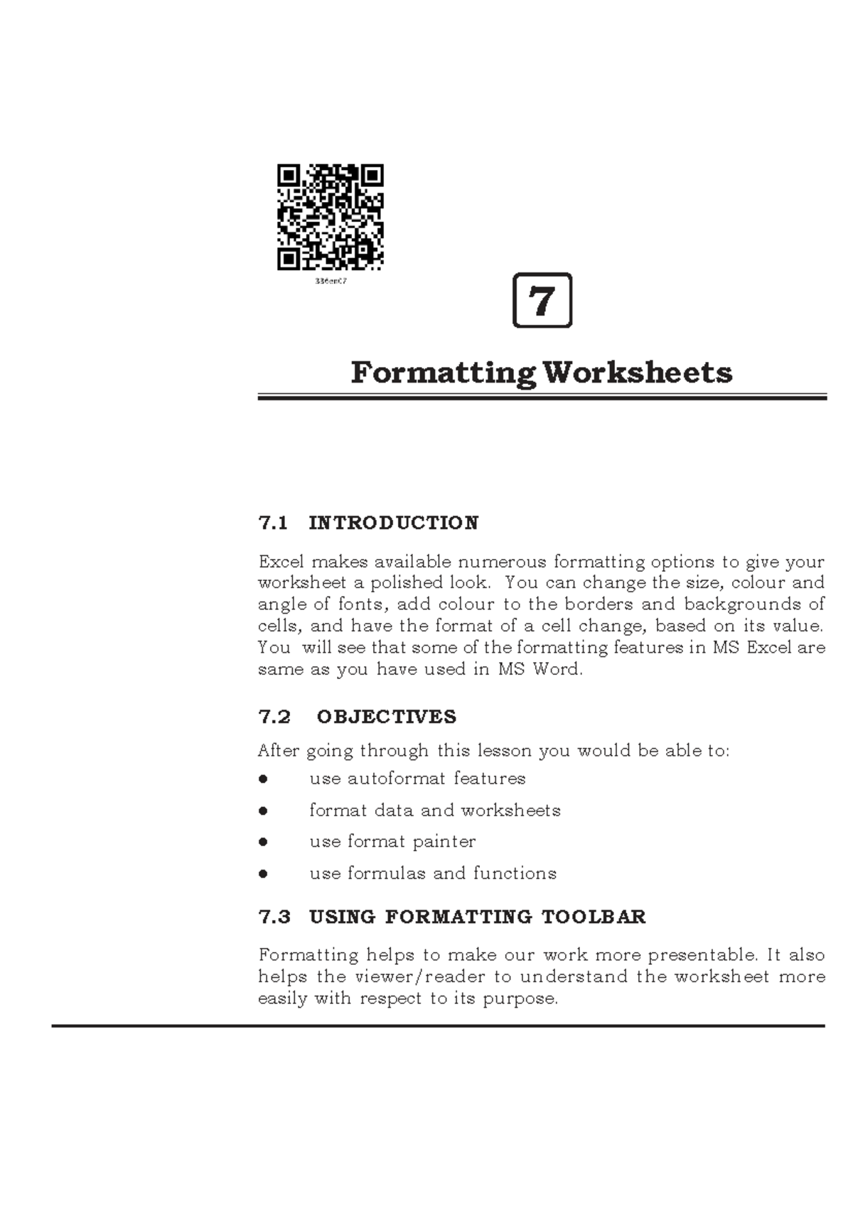 336 :: Data Entry Operations: Formatting Worksheets Guide - Studocu