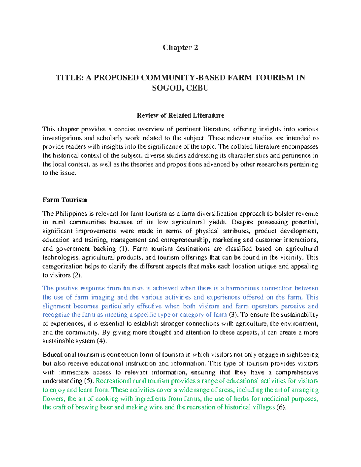 Chapter 2: Proposed Farm Tourism in Sogod, Cebu - Literature Review ...