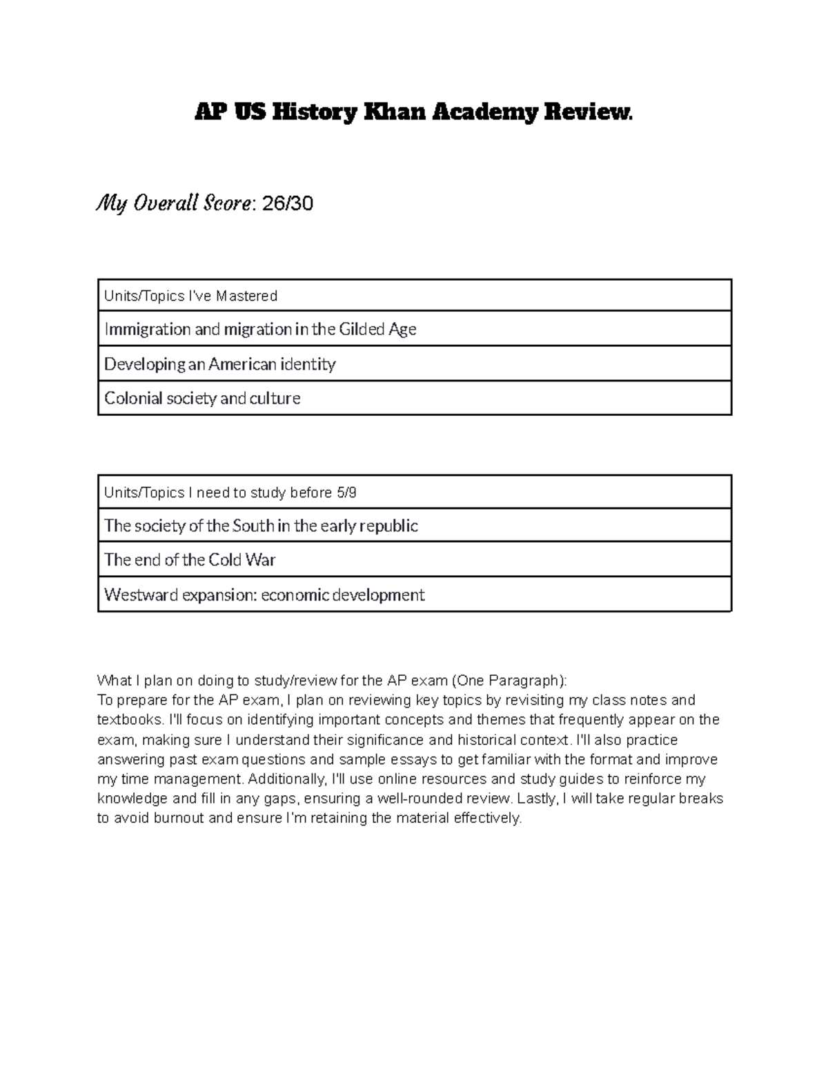 AP US History Review: Mastering Key Topics for Exam Success - Studocu