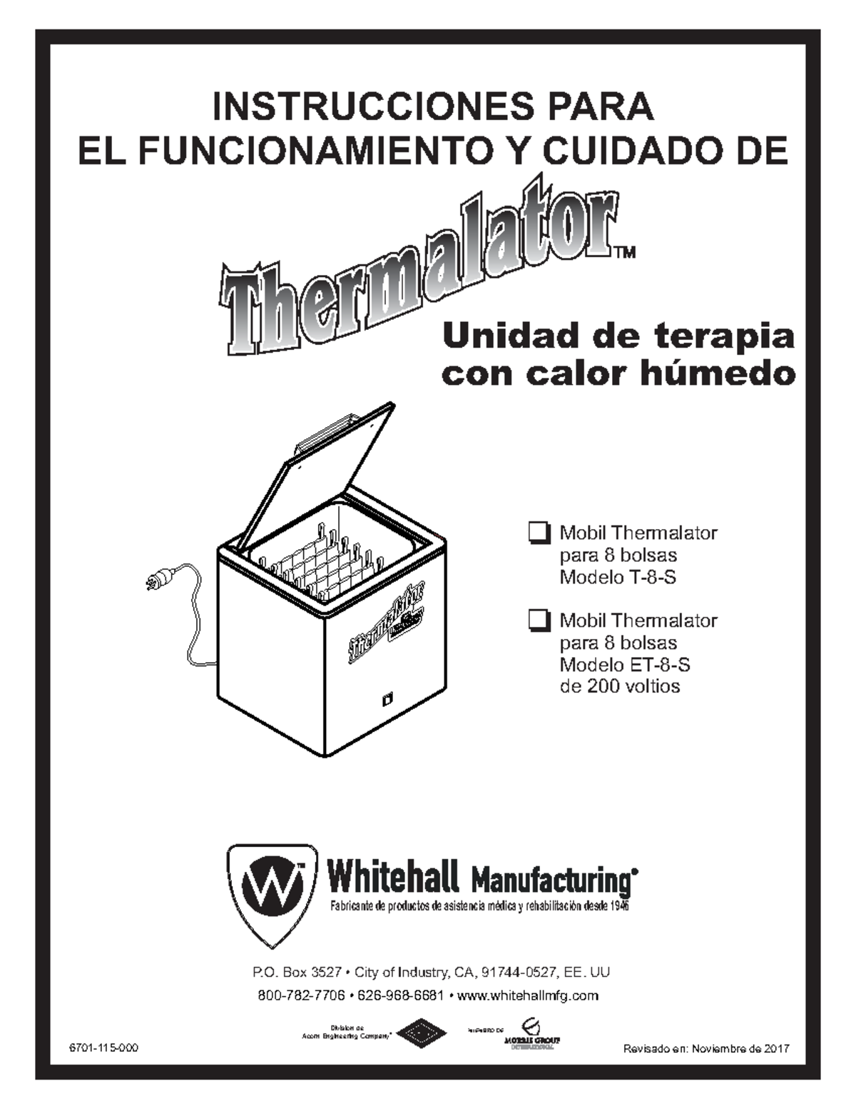 Instrucciones de Uso y Cuidado del Thermalator para 8 Bolsas - Studocu