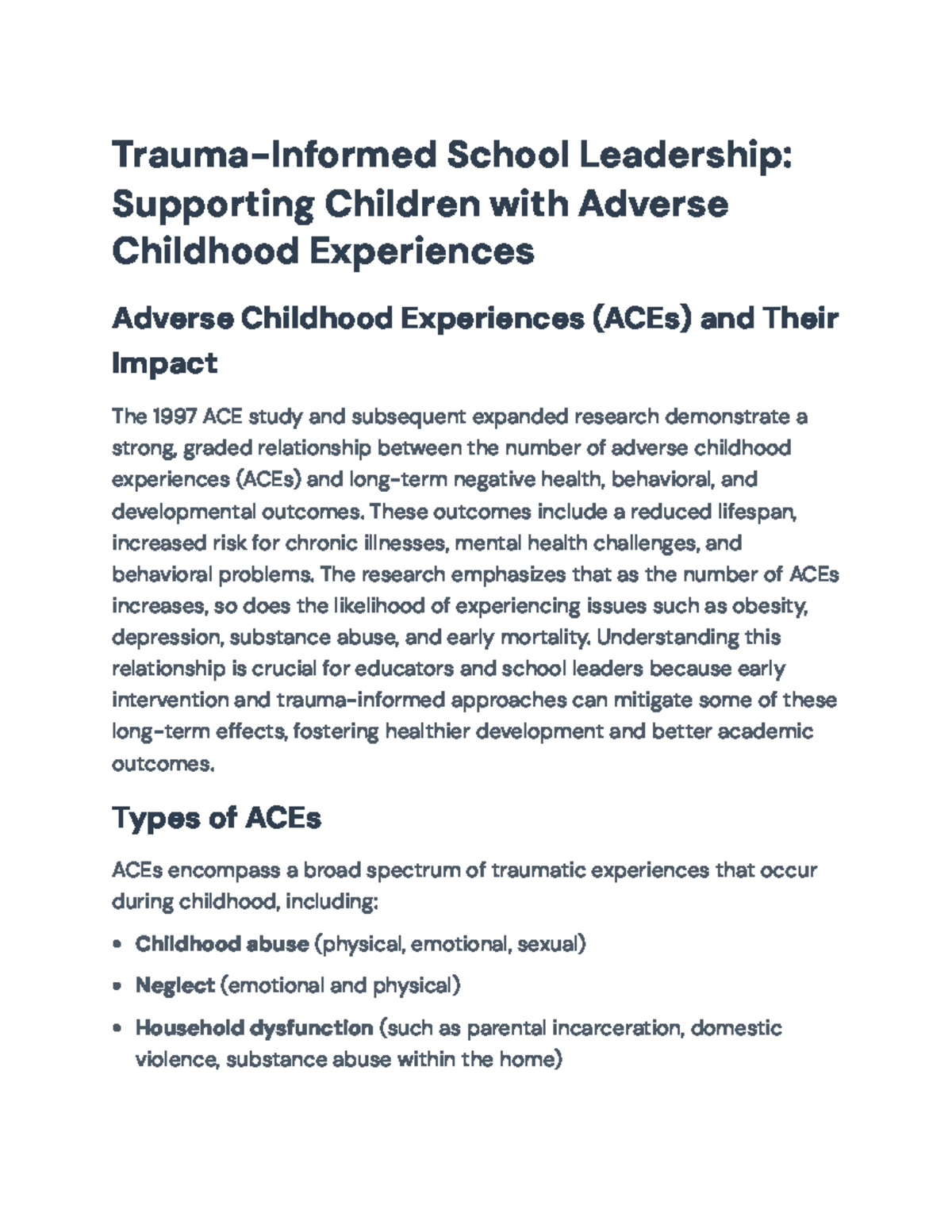 Trauma-Informed School Leadership: Supporting Students Affected by ACEs ...