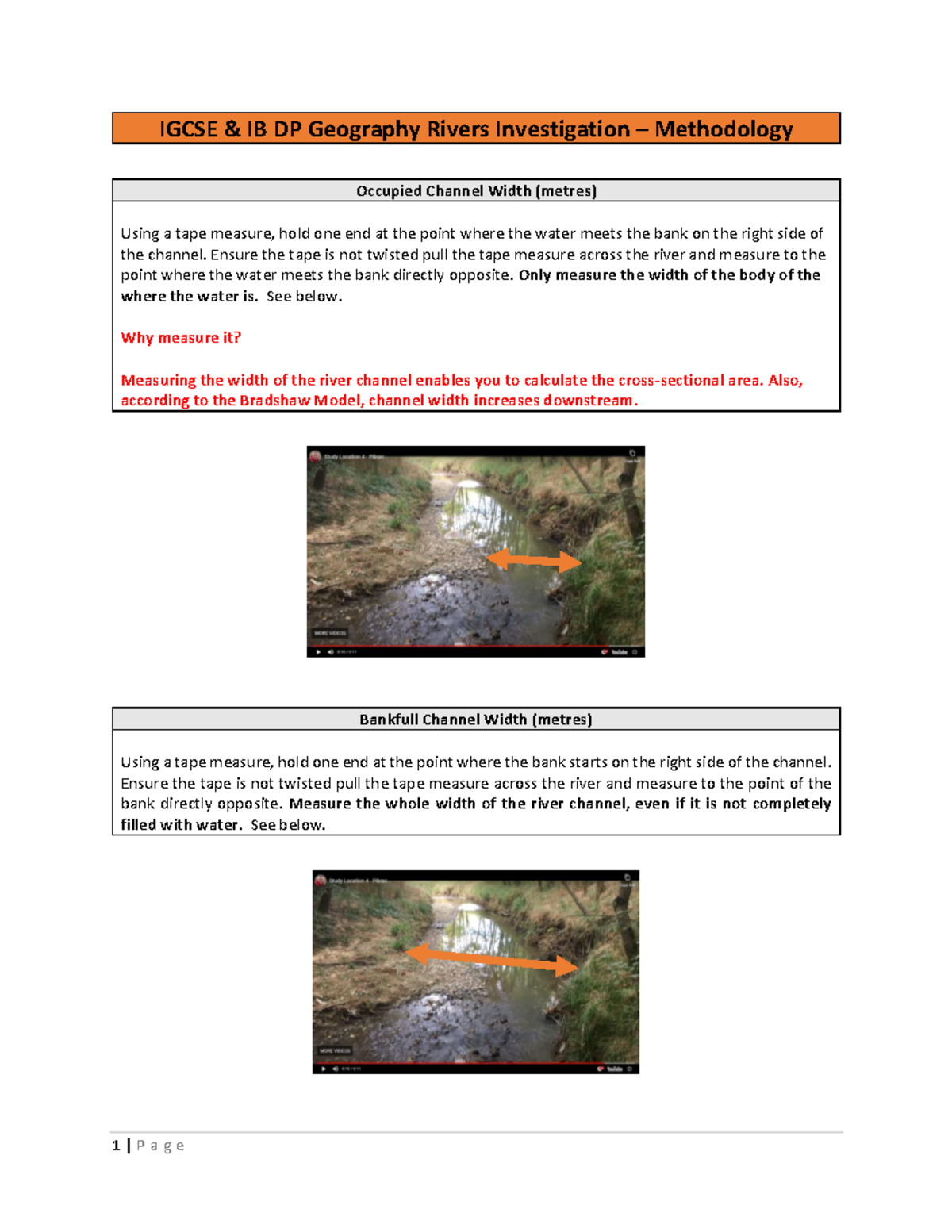 IB DP Geo Rivers Investigation Methodology Guide - Studocu