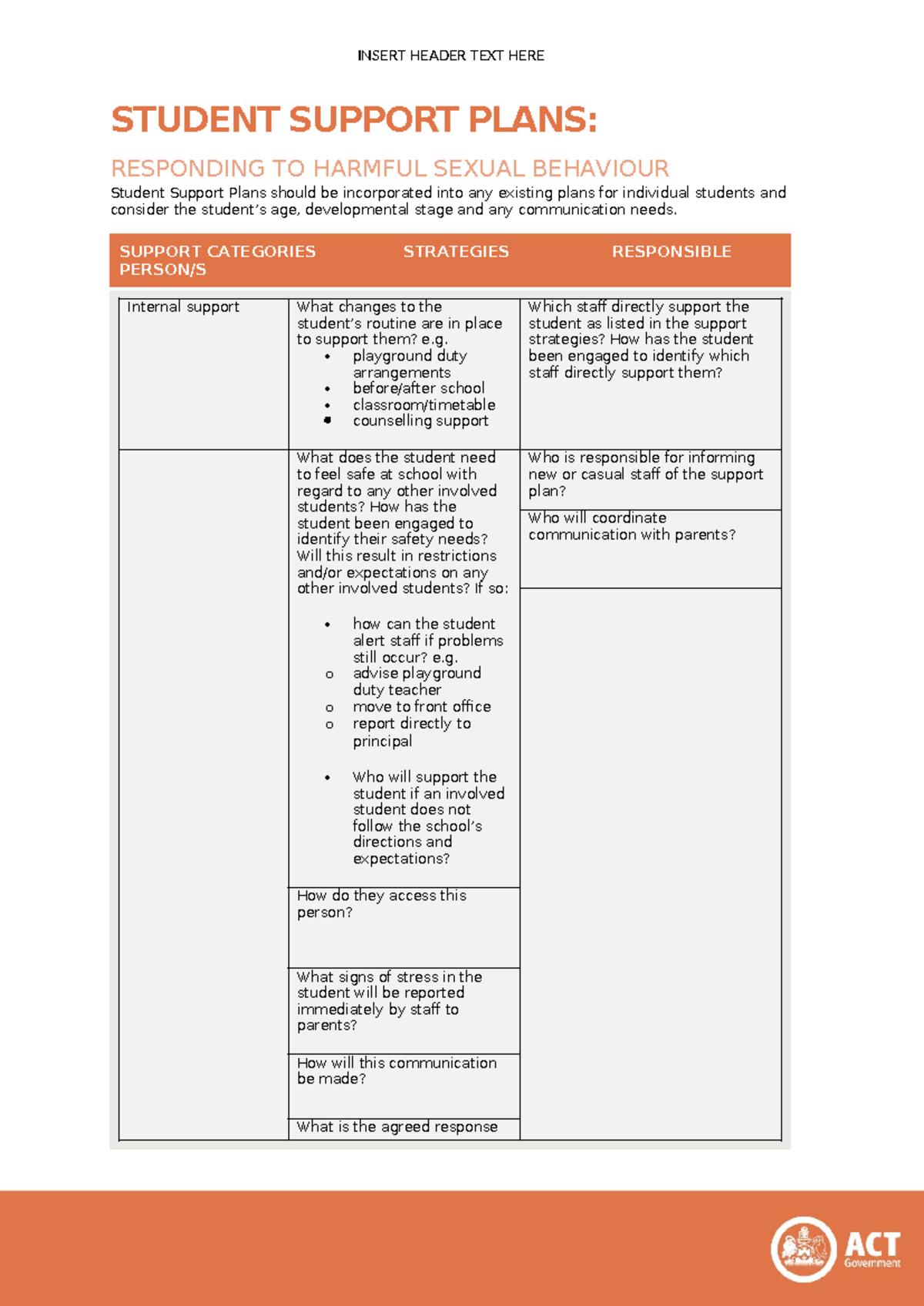 Student-Support-Plan-template - INSERT HEADER TEXT HERE STUDENT SUPPORT ...