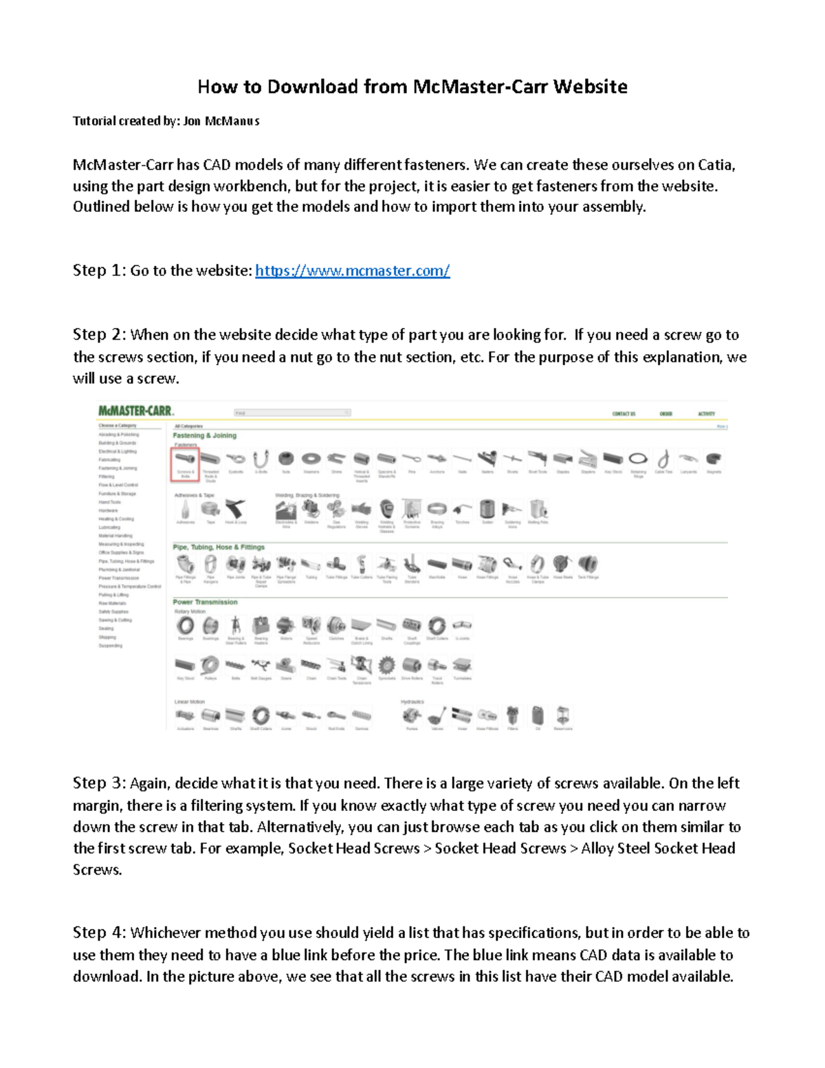 How to Download CAD Models from McMaster-Carr Guide - Studocu