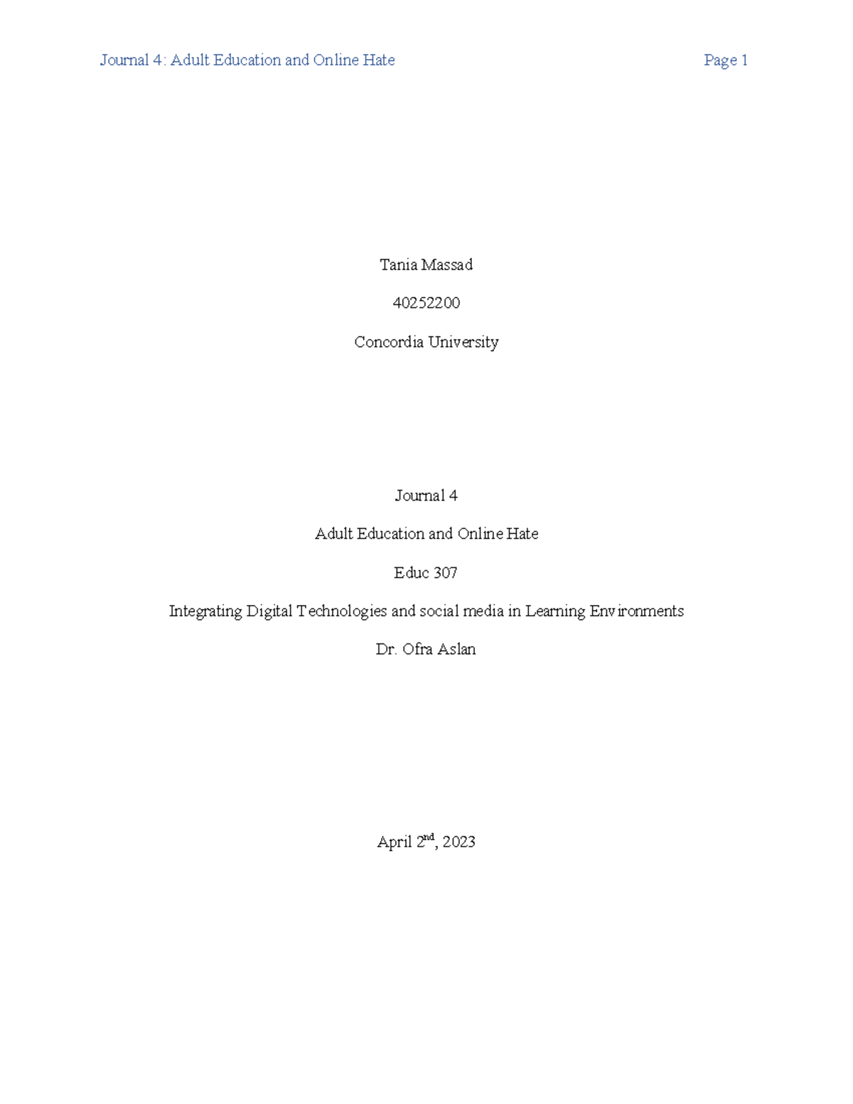 Educ 307 Journal 4: Impact of Social Media on Feminism Movements - Studocu