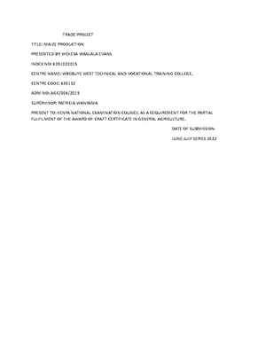 Trade Project Report 100 - TRADE PROJECT REPORT TITLE: DESIGN AND ...