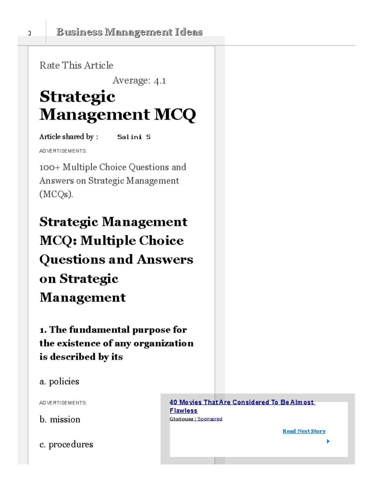 458928837 Strategic Management MCQ Questions & Answers Compilation ...