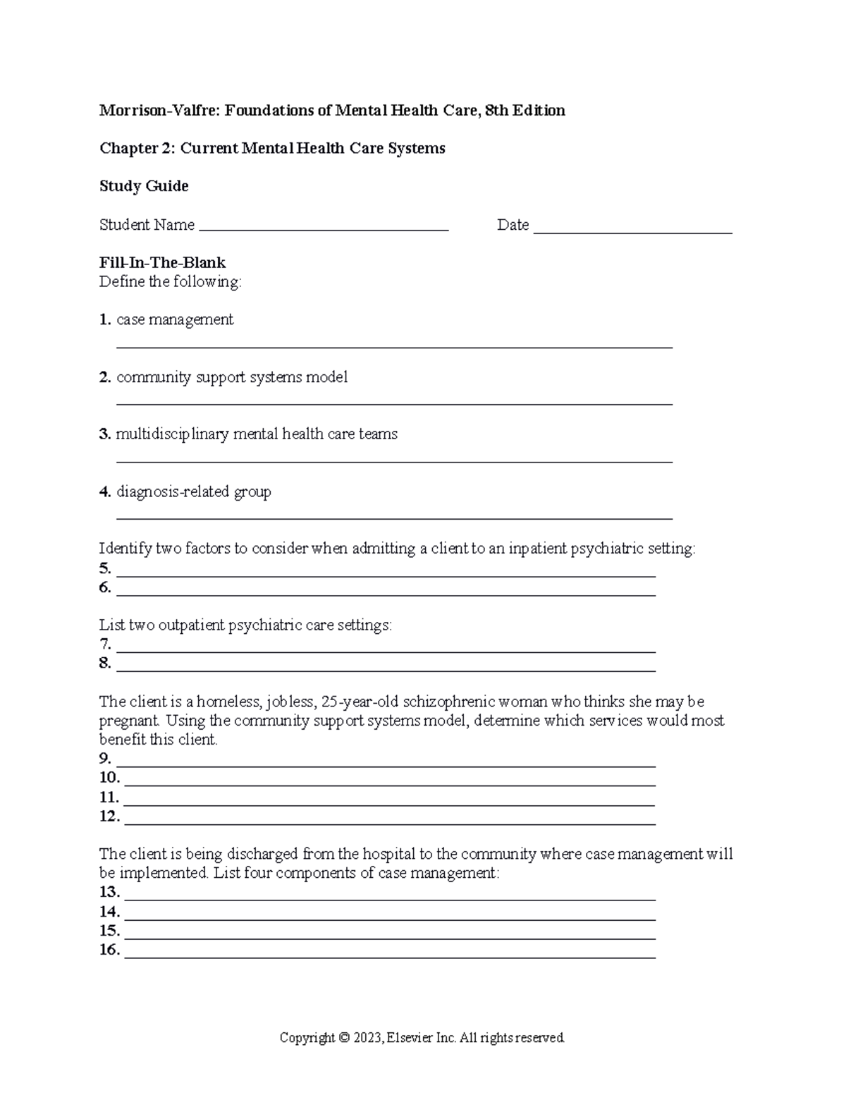 Chapter 002 - Study Guide: Current Mental Health Care Systems - Studocu