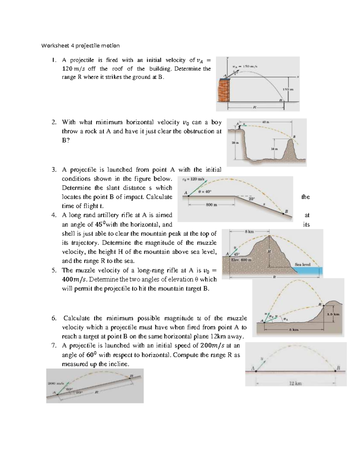 Worksheet 4 projectile motion - Worksheet 4 projectile motion A ...