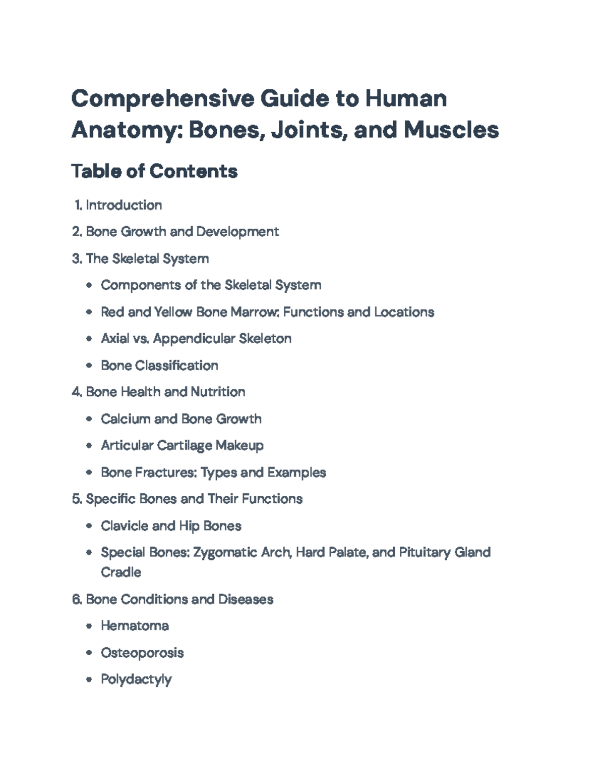 Comprehensive Guide: Human Anatomy - Bones, Joints, and Muscles ...