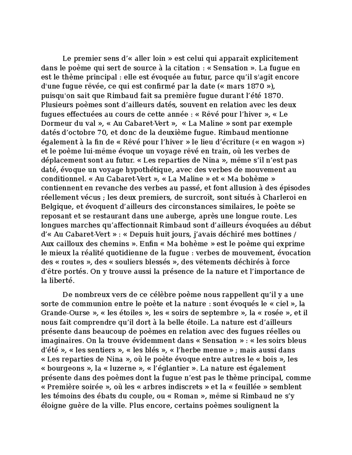 Aller loin - Dissertation sur les cahier de drouais - Le premier sens d ...