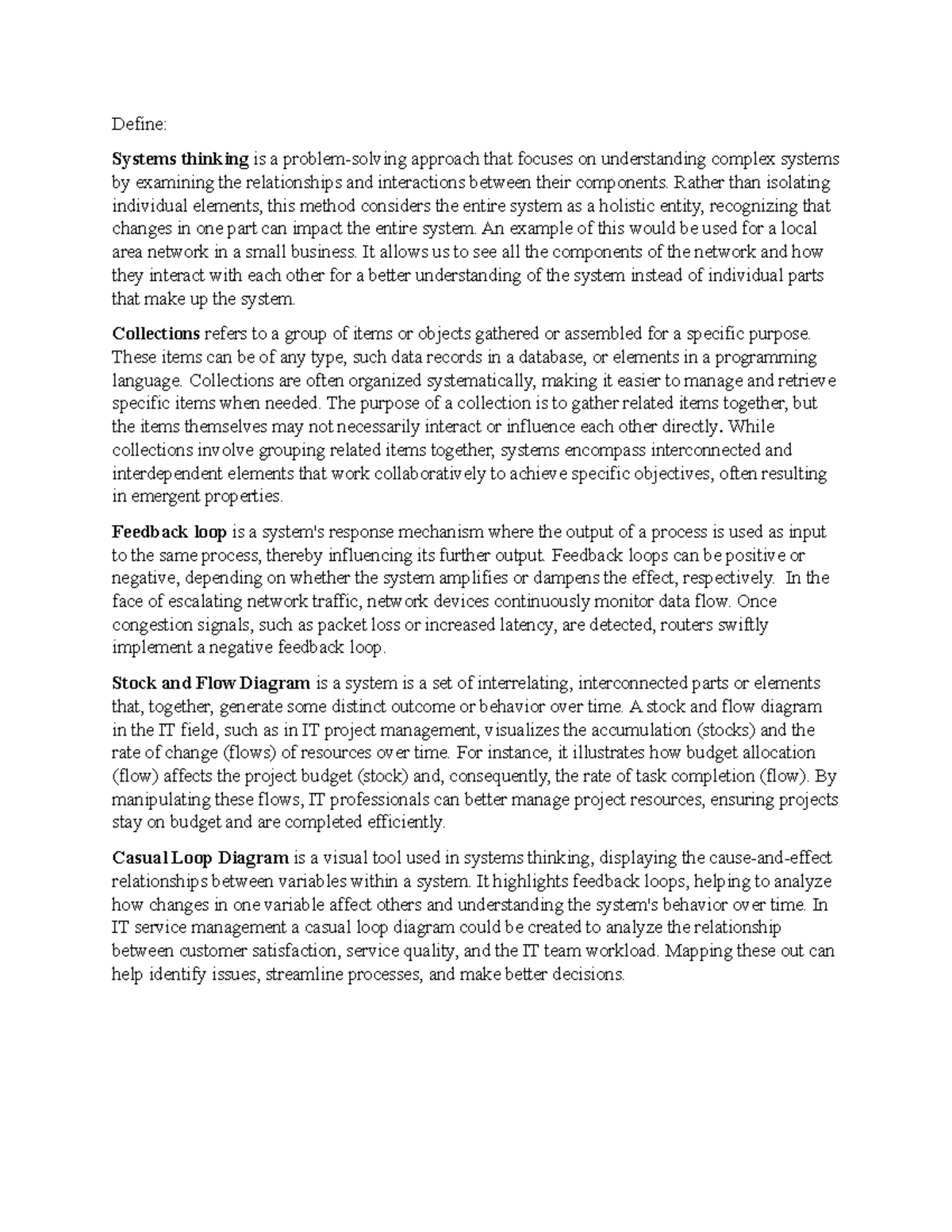 6-1 System Thinking Jeff Coggeshall - Define: Systems thinking is a problem-solving approach ...